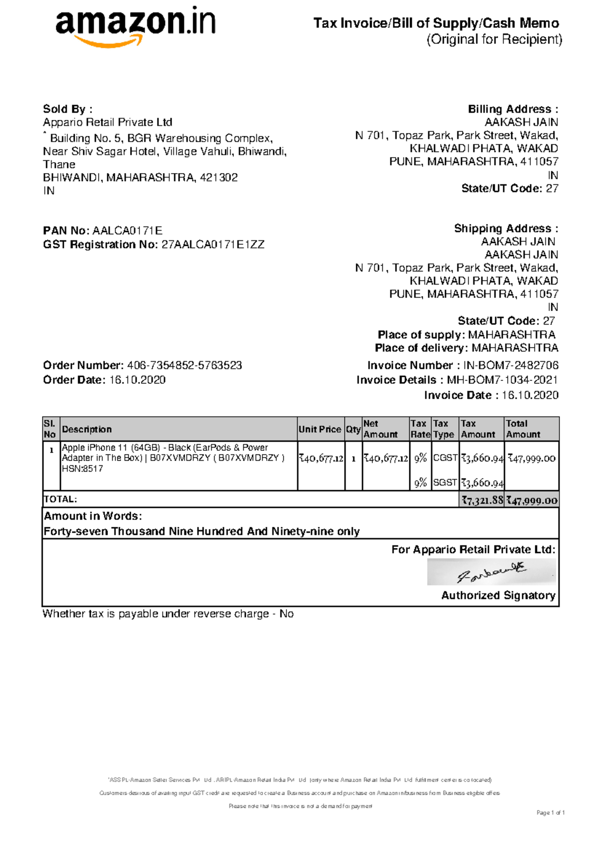 Pdfcoffee - INVOICE - Tax Invoice/Bill of Supply/Cash Memo (Original for Recipient) *ASSPL ...