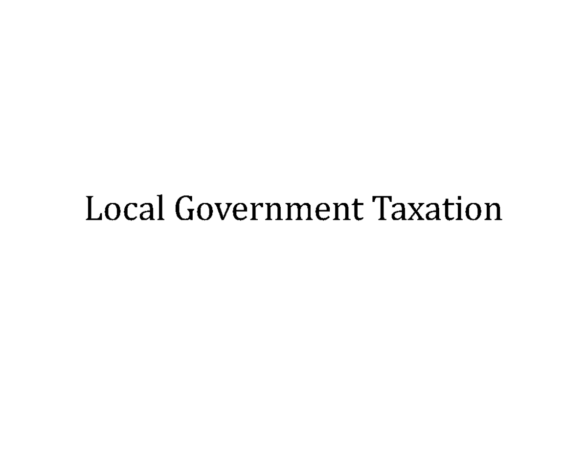 Local-Government-Taxation - Local Government Taxation Scope and Power ...