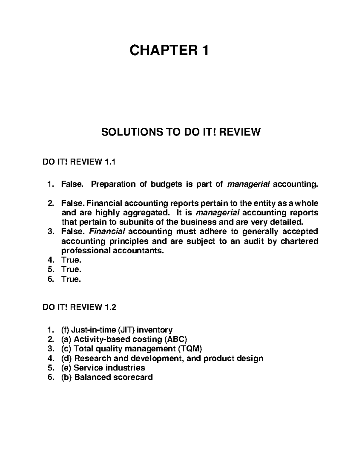 Chapter 1- Exercises-Answers - CHAPTER 1 SOLUTIONS TO DO IT! REVIEW DO ...