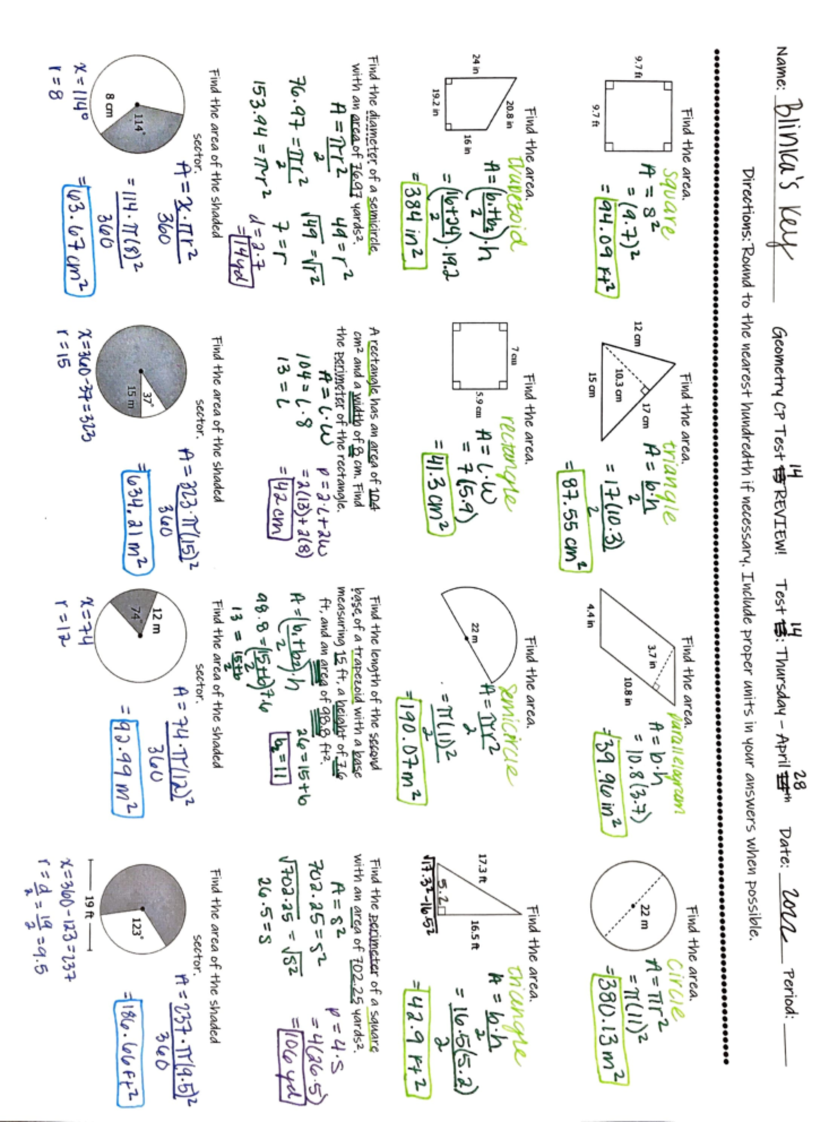 Unit 14 Review KEY - Lets make this year great - Nv1vne: }JH V)\Co.. \s ...