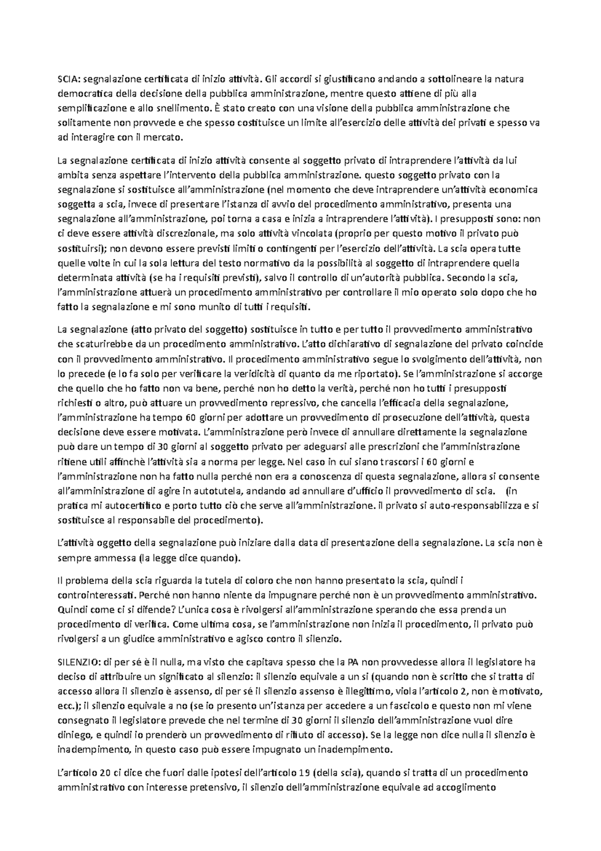 Amministrativo pt - SCIA: segnalazione certificata di inizio attività ...