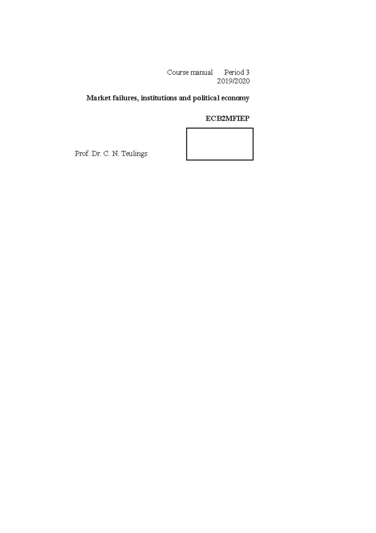 ECB2 Mfiep course manual 2019-20 - Course manual Period 3 2019/ Market ...