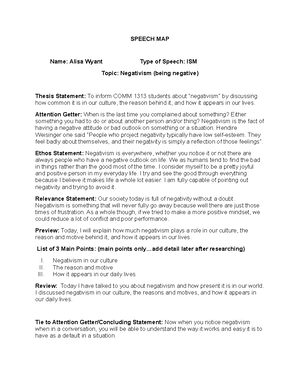 PA Speech Map - notes from class - SPEECH MAP Name : Alisa Wyant Type ...