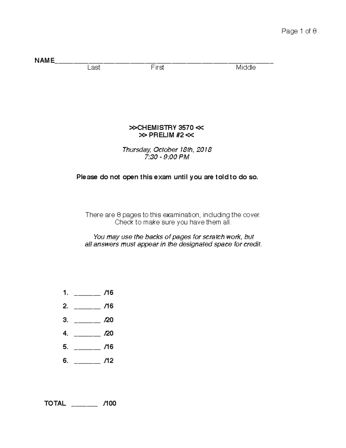 Second Practice Prelim 2 2019-1 - Please do not open this exam until ...