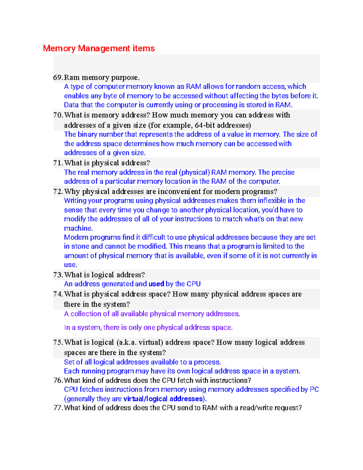 Memory Management Basics - Studocu