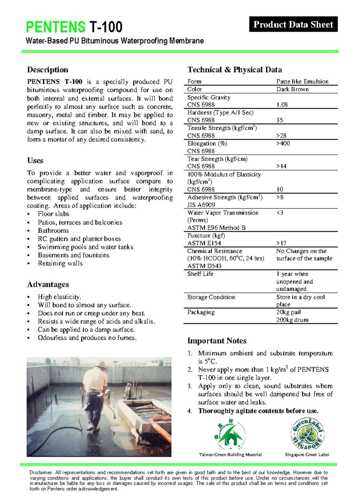 PDS Pentens HKP T 100 - Product Data Sheet PENTENS T- Water-Based PU ...