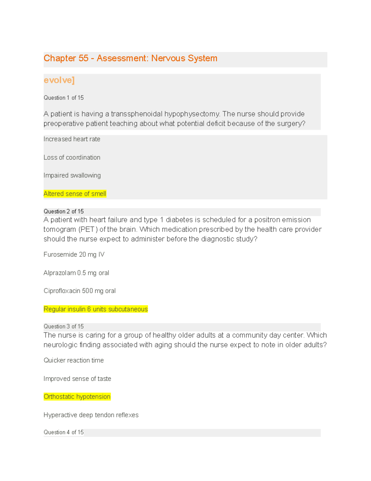 55. Assessment Nervous System - Google Docs 2 - Chapter 55 - Assessment ...