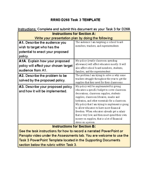 RRM3 D268 Task 1 - RRM3 D268 Task 1 - RRM3 D268 Task 1 TEMPLATE ...