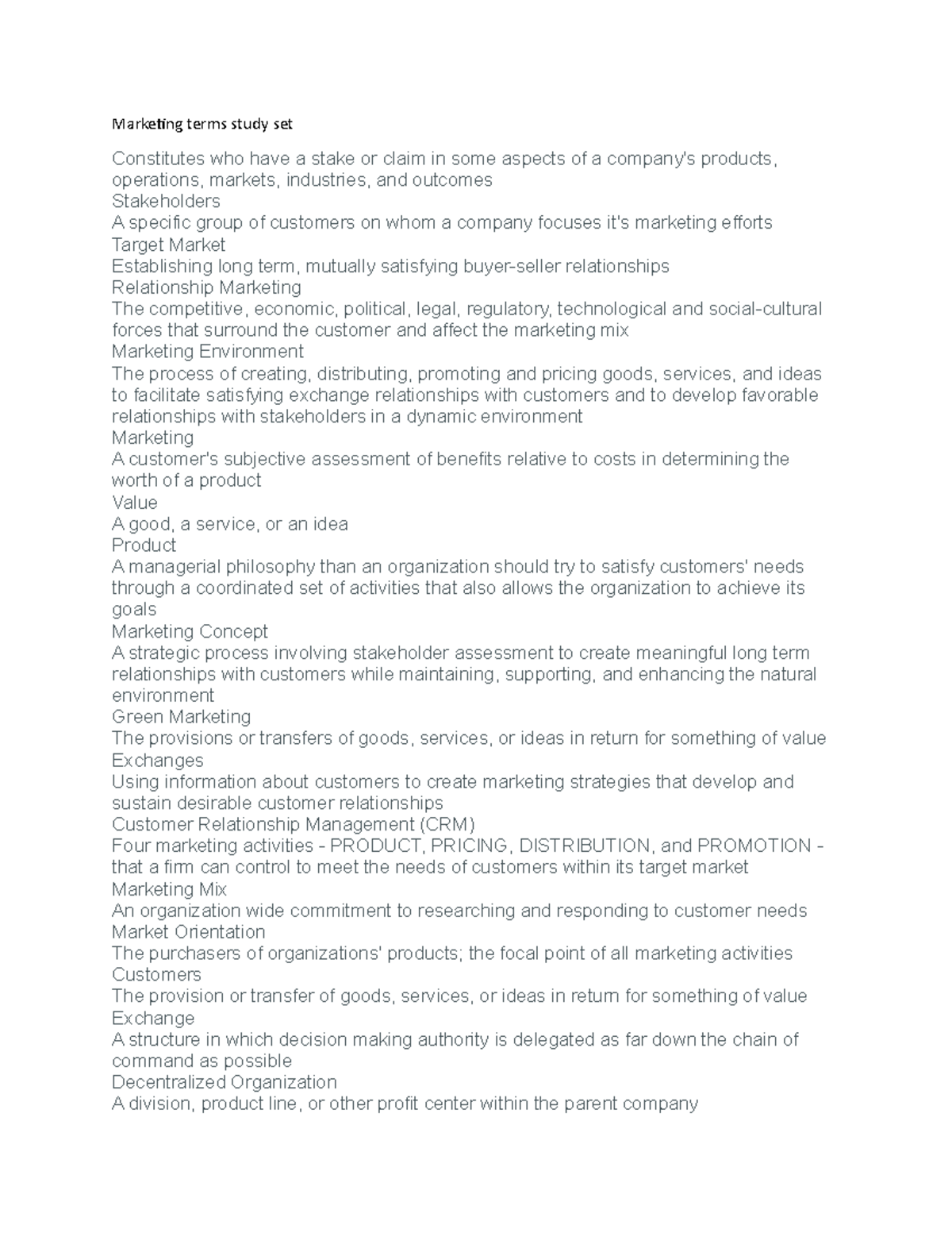 C212 Study Terms - Marketing terms study set Constitutes who have a ...