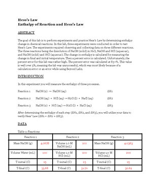 Hess's Law Worksheet - Hess9s Law Worksheet: Name ...