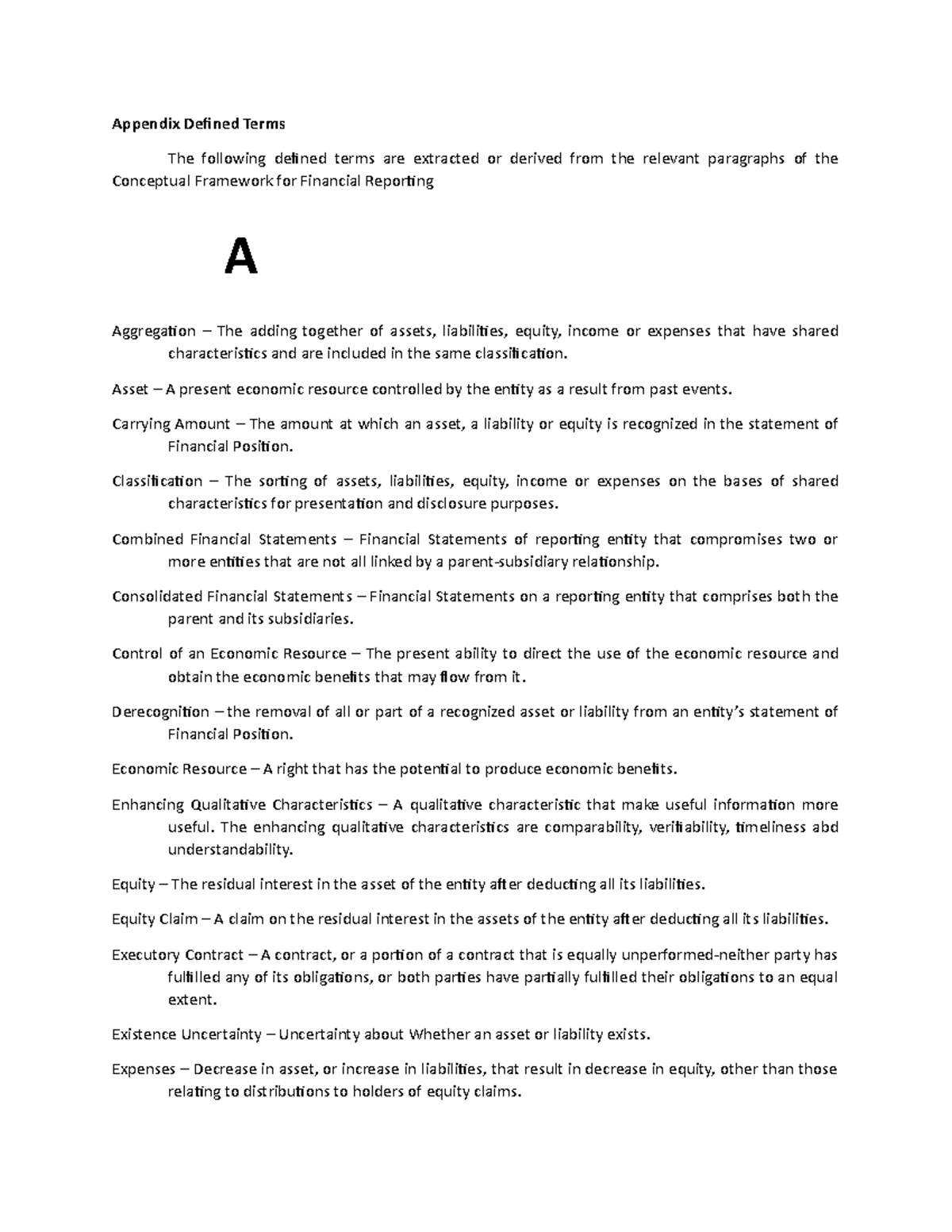 Glossary - Appendix Defined Terms The following defined terms are ...