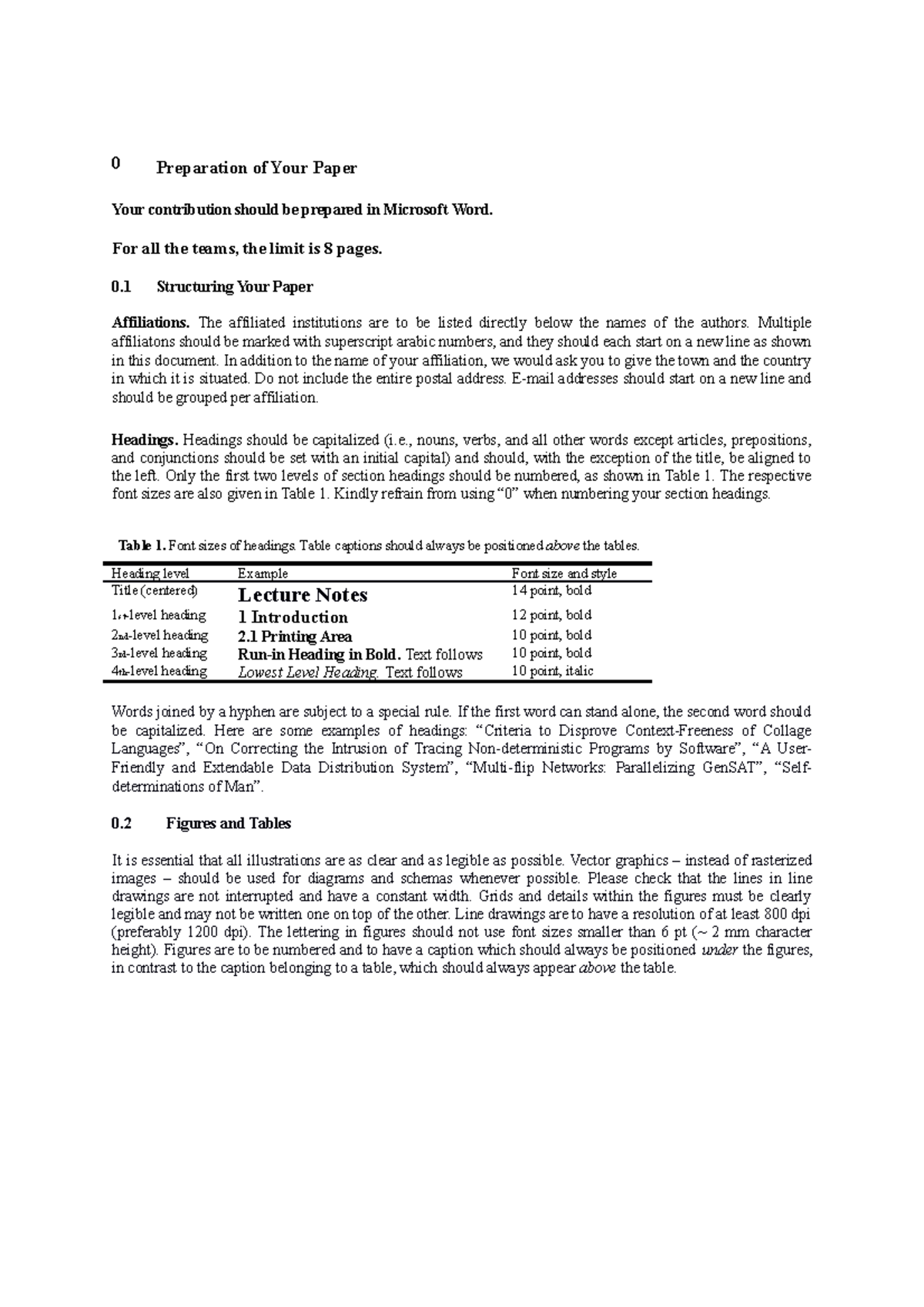 Preparation of Your Paper - For all the teams, the limit is 8 pages. 0 ...