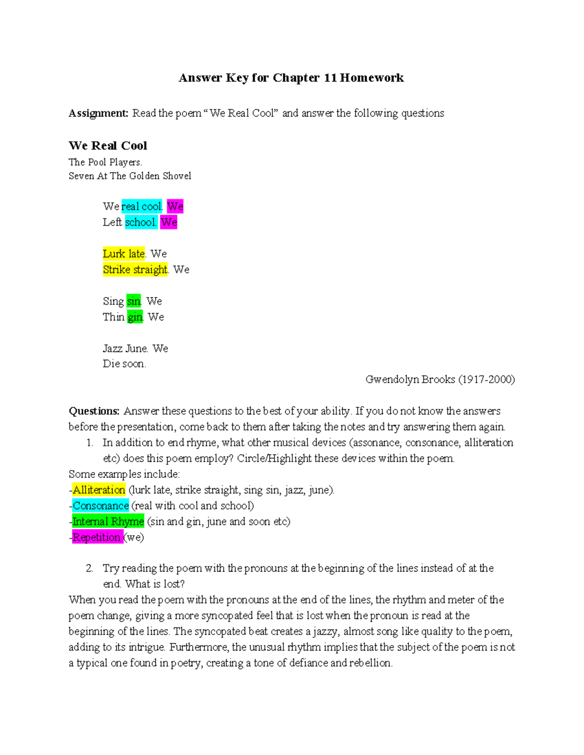 Chap 11 clara answer key - Answer Key for Chapter 11 Homework ...