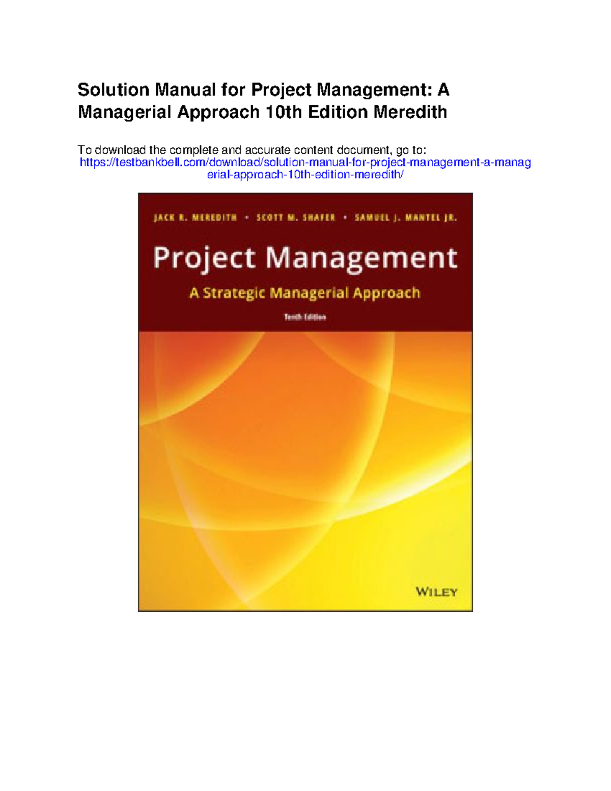 Chapter 6 Solution-Manual-for-Project-Management-a-Managerial-Approach-10th-Edition-Meredith ...