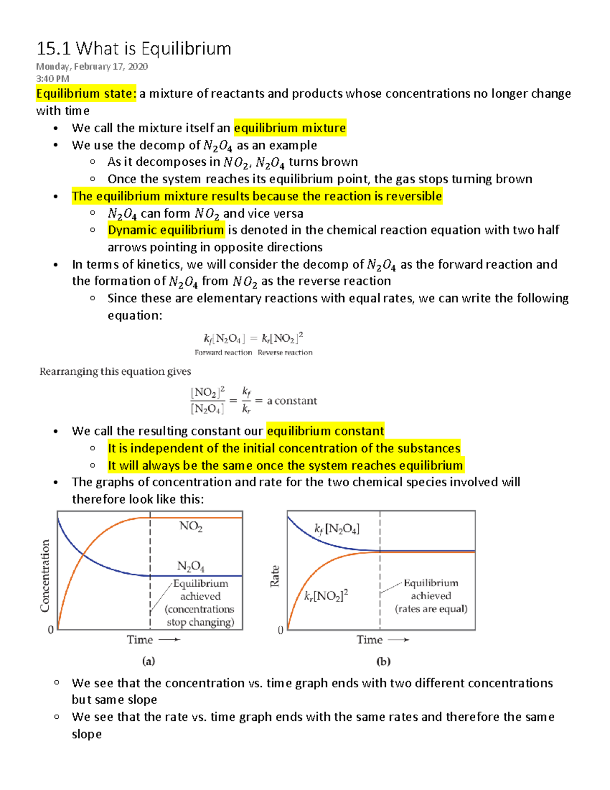 CEM 152 Chapter 15.1 - 15 What is Equilibrium Monday, February 17, 2020 ...