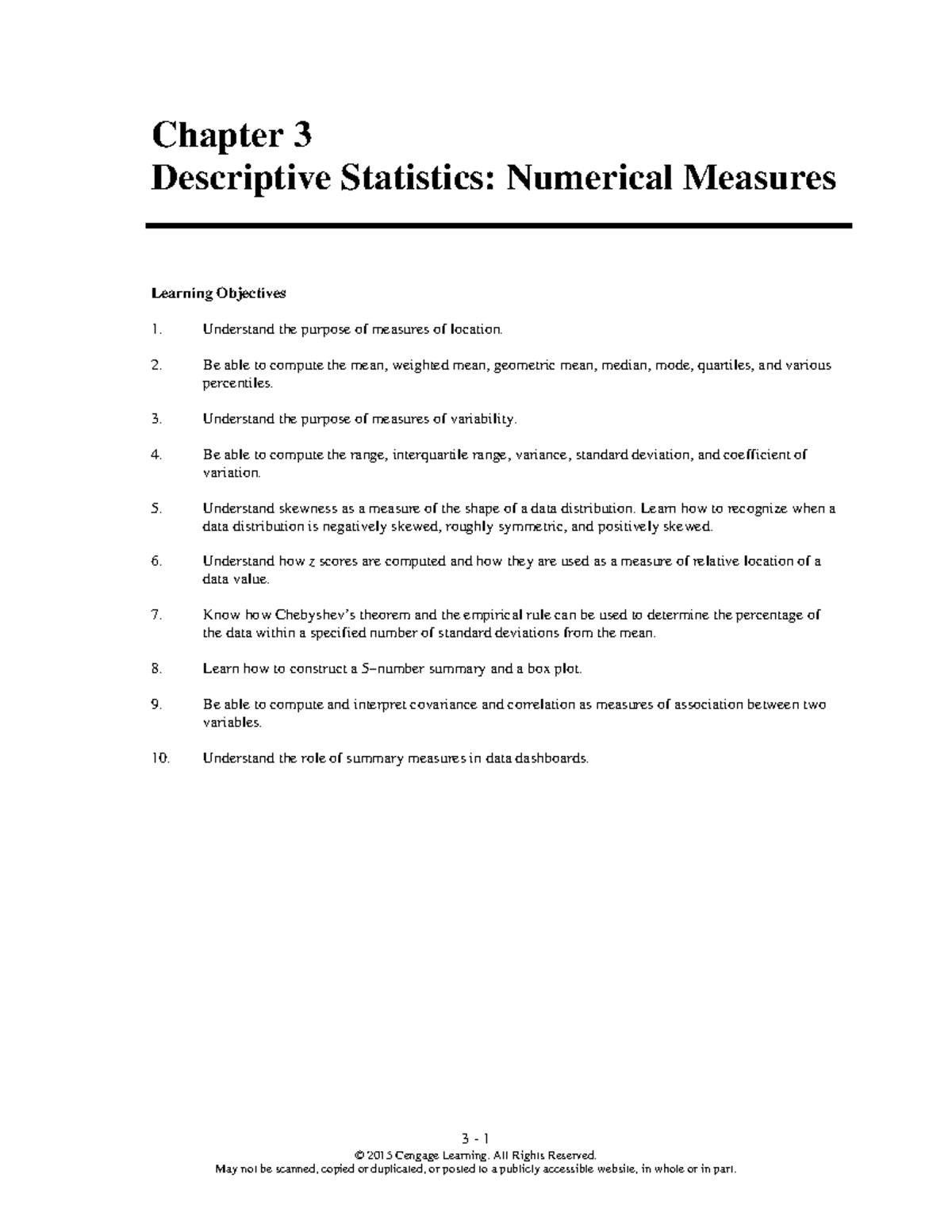 Chapter 3 Descriptive Statistics: Numerical Measures - Studocu
