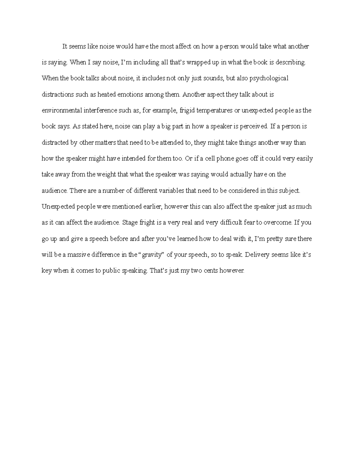 Chapter 1 What might distract an audience during your speech - It seems ...