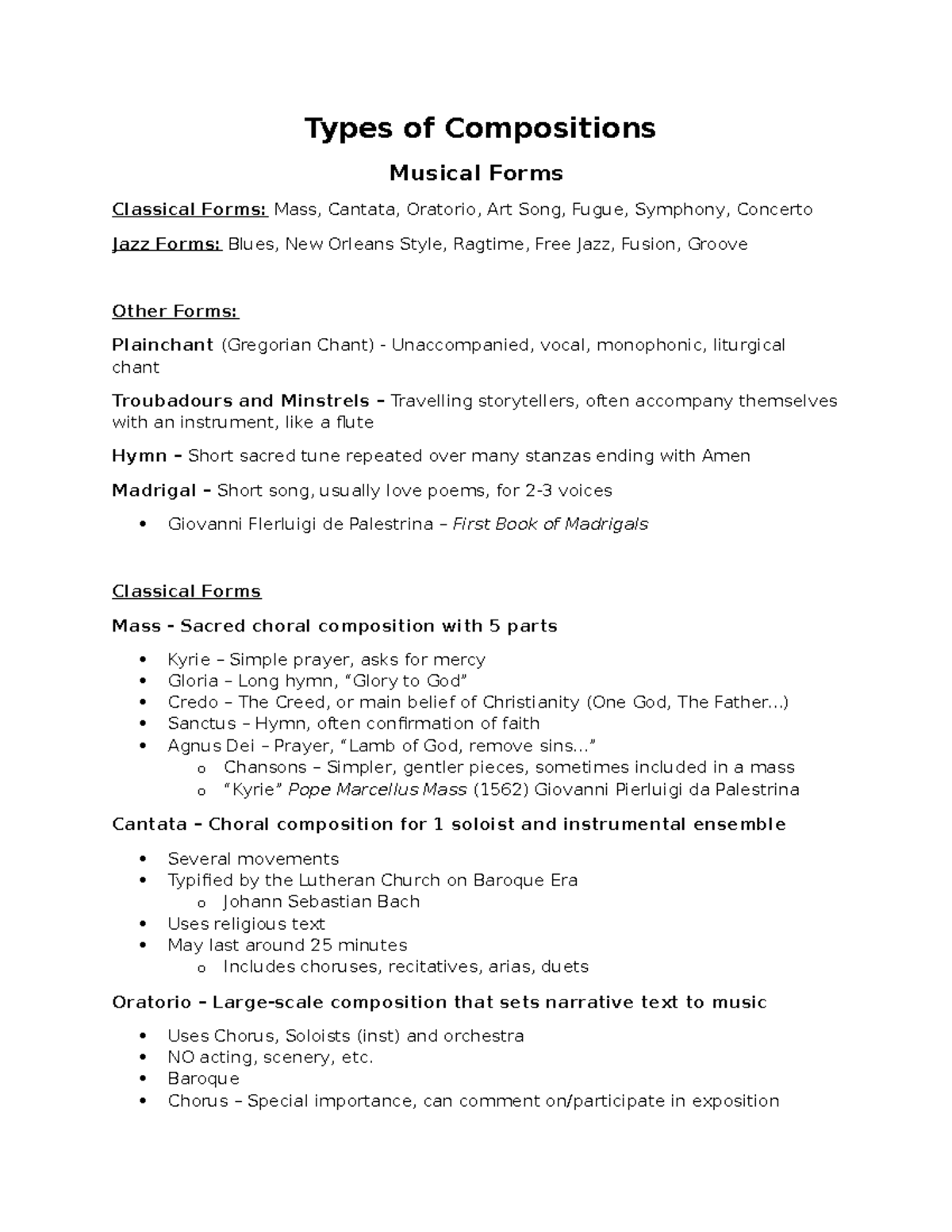 Musical Forms - Types of Compositions Musical Forms Classical Forms ...