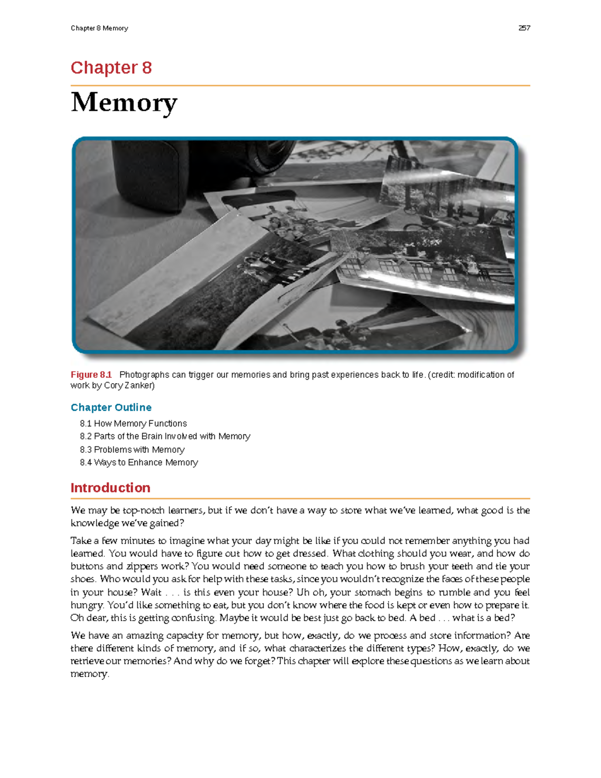 Chapter 8 LR - Chapter 8 Memory Figure 8 Photographs can trigger our memories and bring past ...