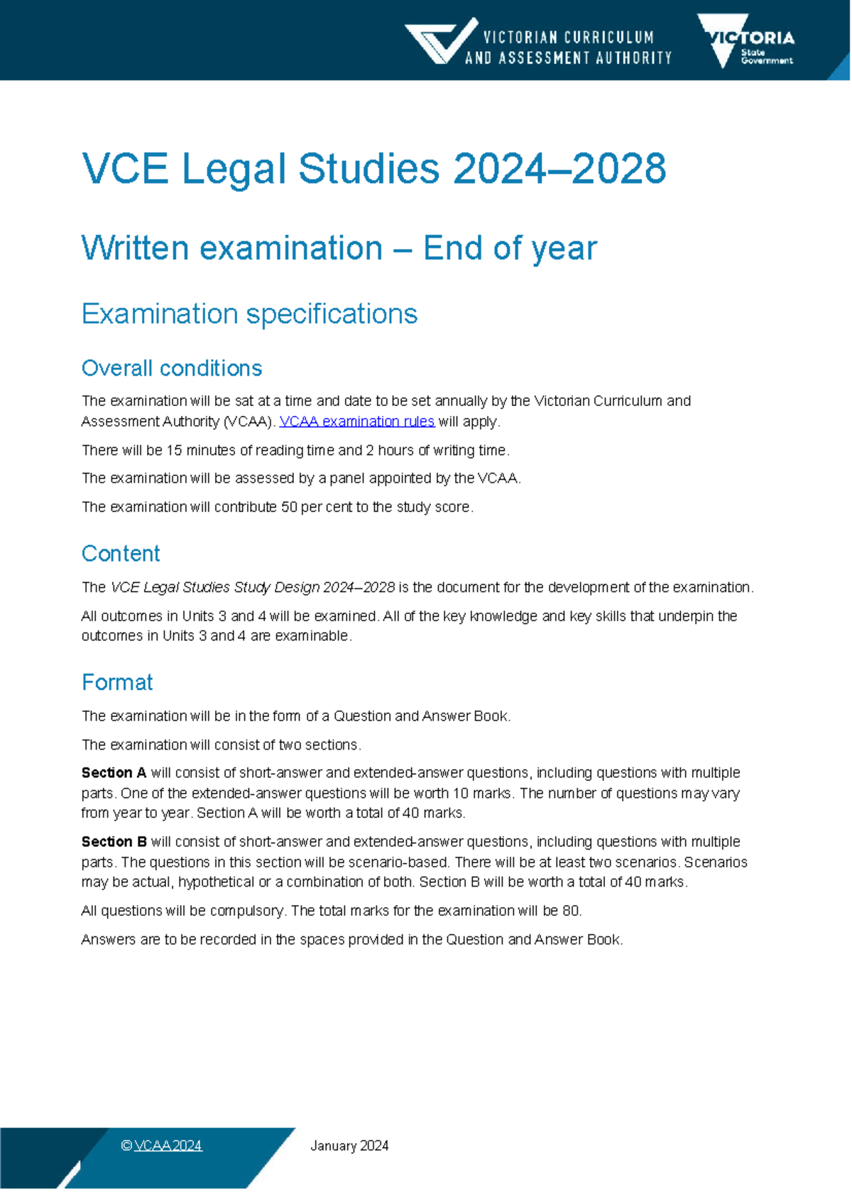 Legal-specs-w - VCE Legal Studies 2024– Written examination – End of year Examination ...