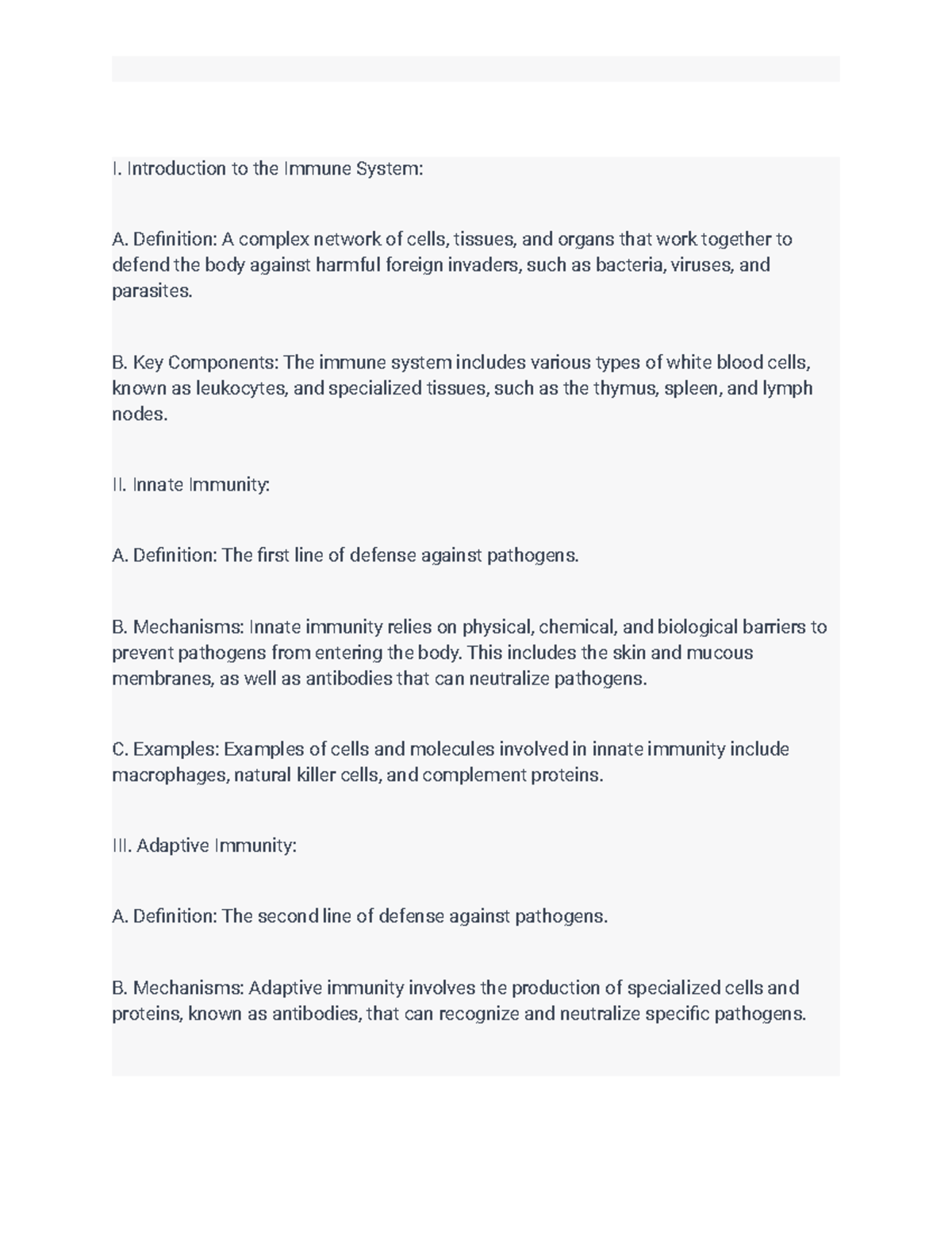 Introduction to the Immune System - I. Introduction to the Immune ...