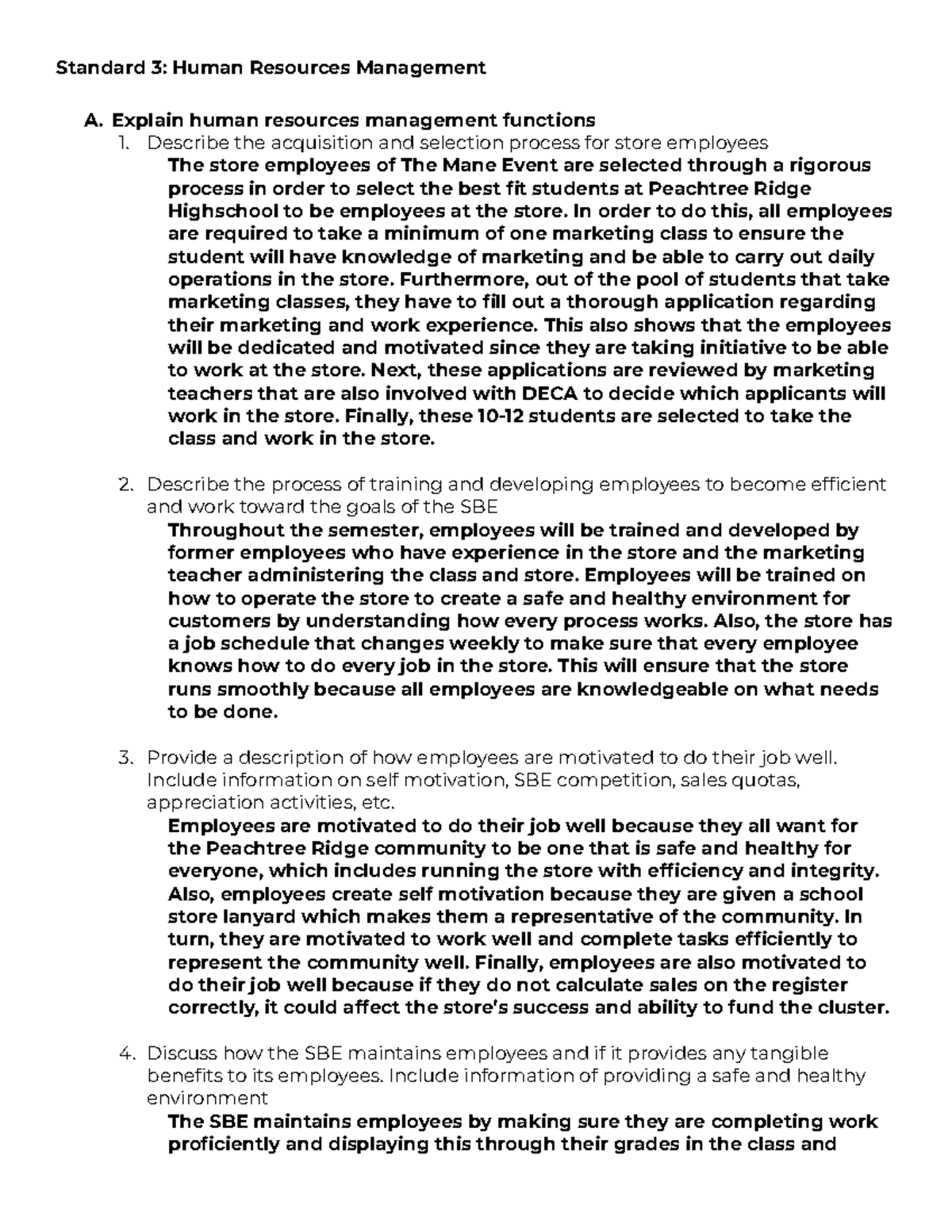 human Resources Management SBE Part C - Standard 3: Human Resources ...