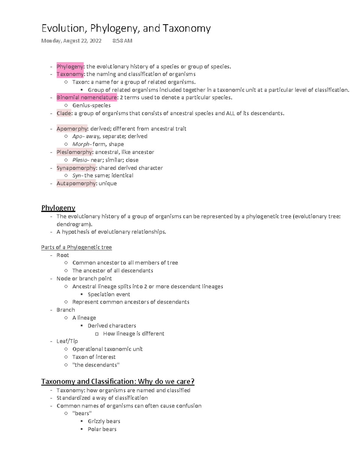 Evolution Phylogeny and Taxonomy - Phylogeny: the evolutionary history ...
