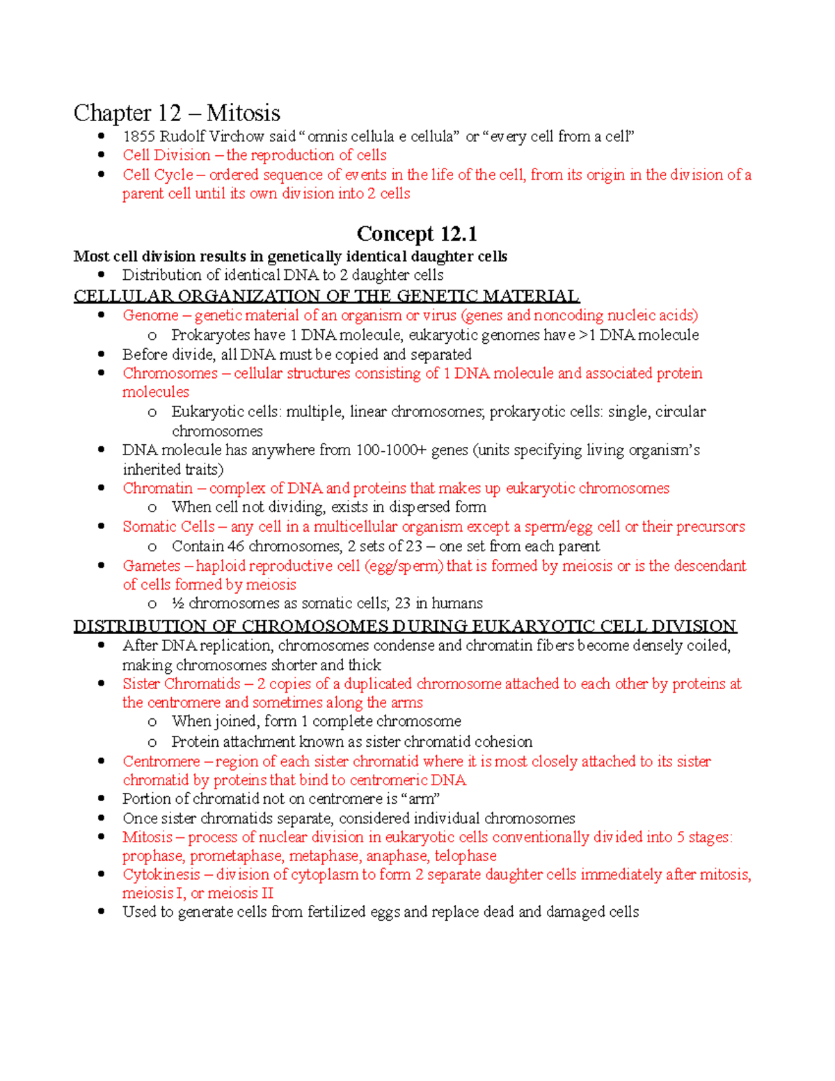 12. Mitosis - Lecture notes 12 - Chapter 12 – Mitosis 1855 Rudolf ...