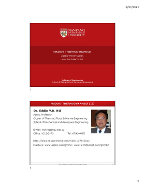 Tutorial Questions - Tutorials 8, 9, 10, 11, 12 - MA2007 Thermodynamics (Semester 1, 2020-2021 ...