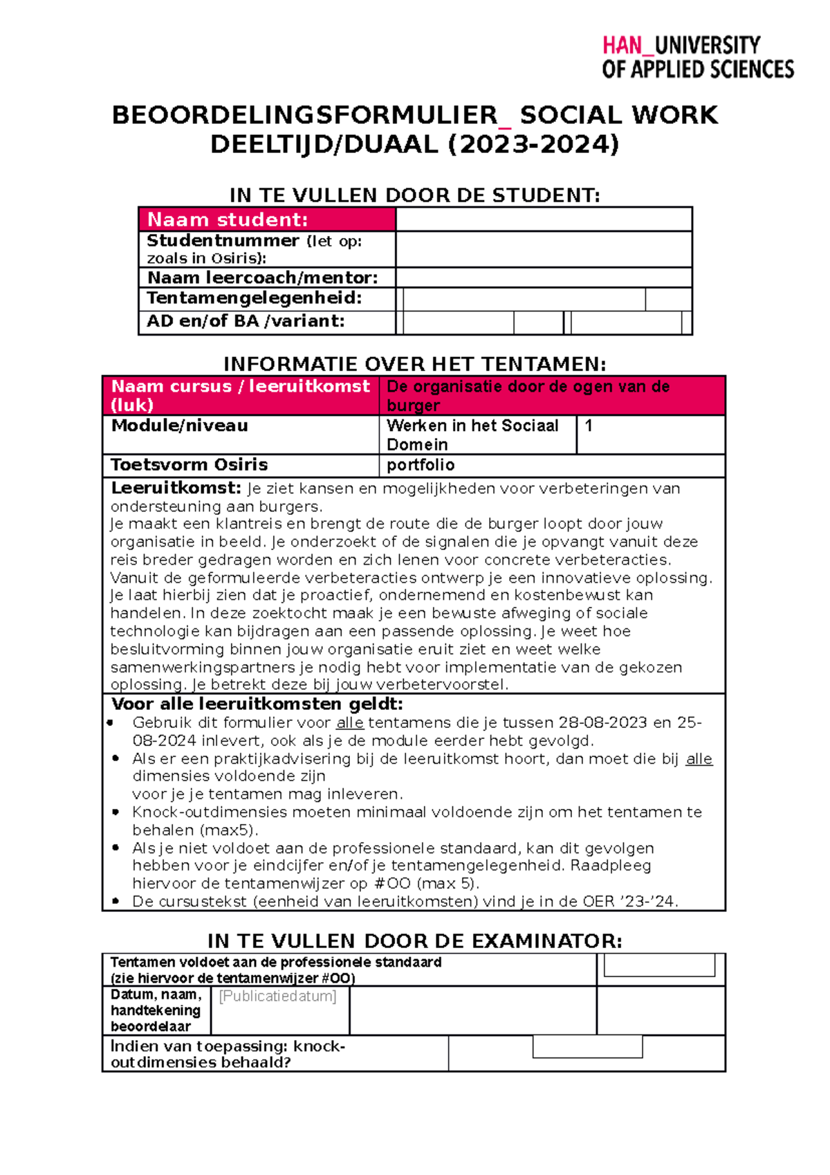 WIS De organisatie door de ogen van de burger Beoordelingsformulier 23 ...