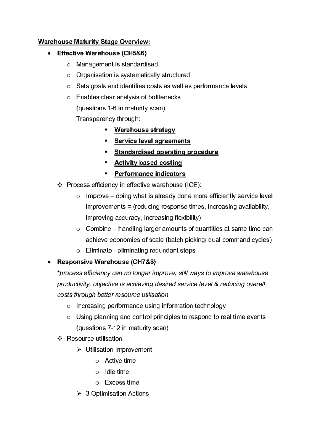 Warehouse Maturity Stage Overview - Studocu