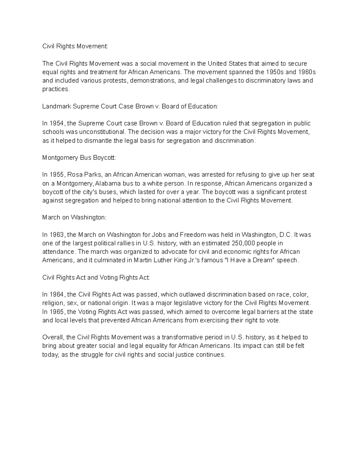 Modern US History - Civil Rights Movement: The Civil Rights Movement ...