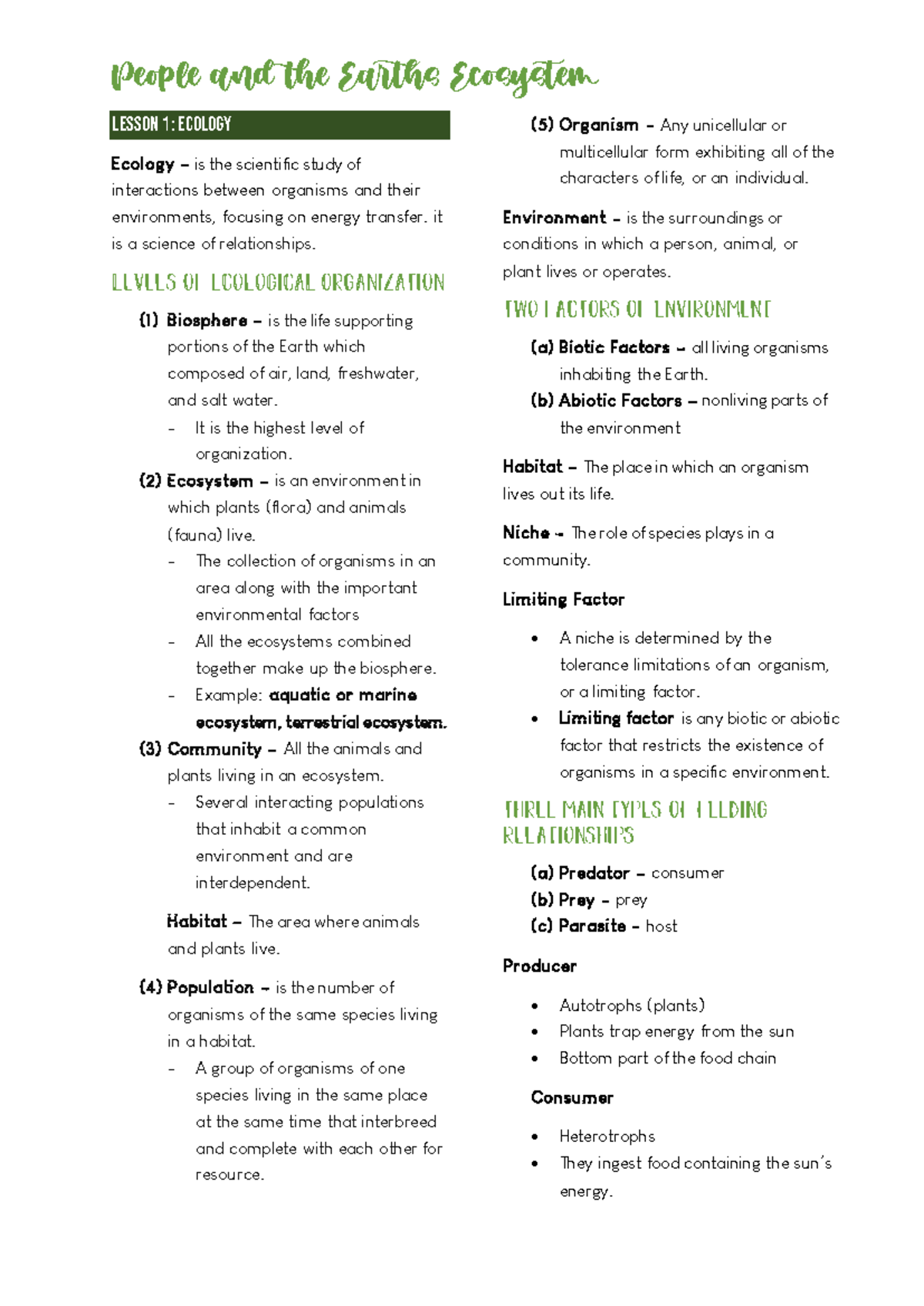 MST - Lesson Ecology - People and the Earths Ecosystem Lesson 1 ...