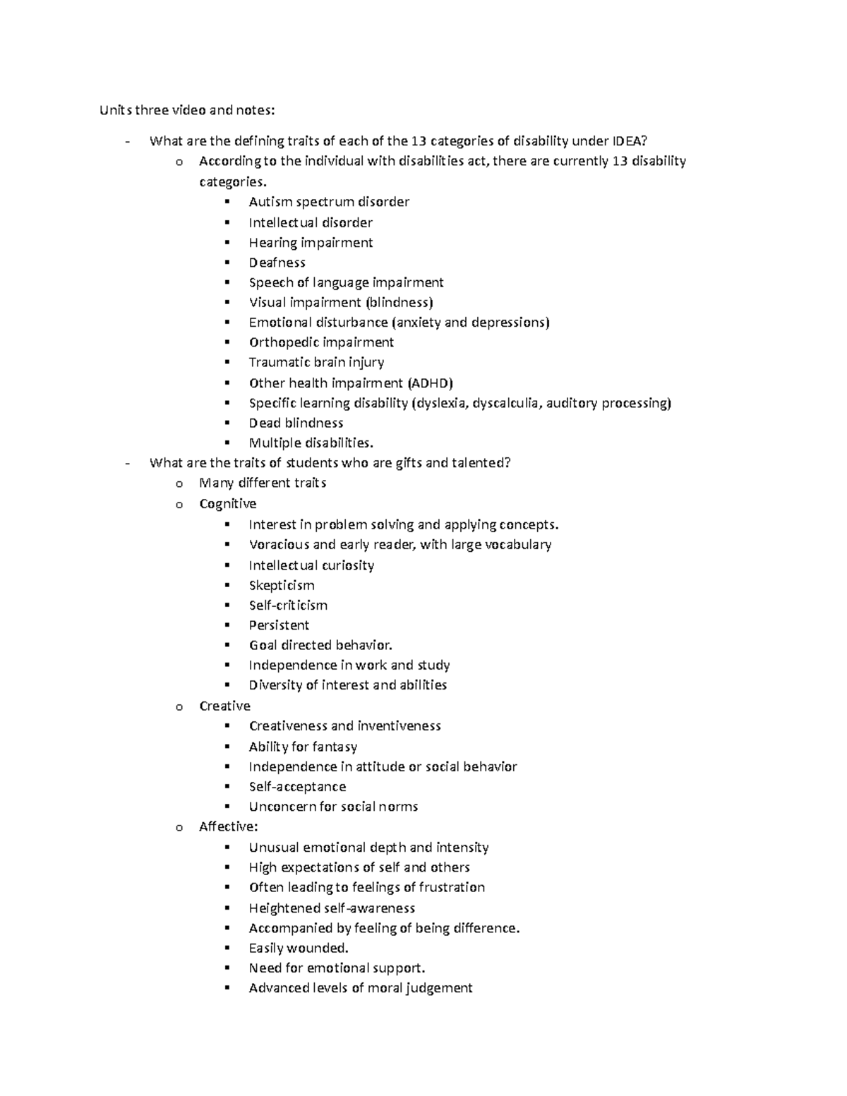 Diverse learners unit 3 review video and notes - Units three video and ...