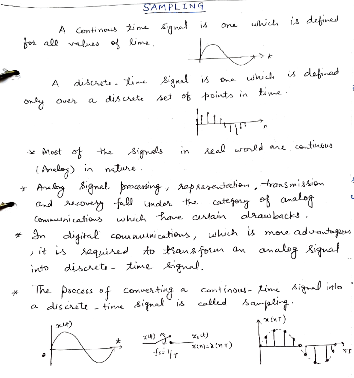 Signals and Systems(SS)-Signal Transmission through Linear Systems and Sampling - SAMPLING On ...