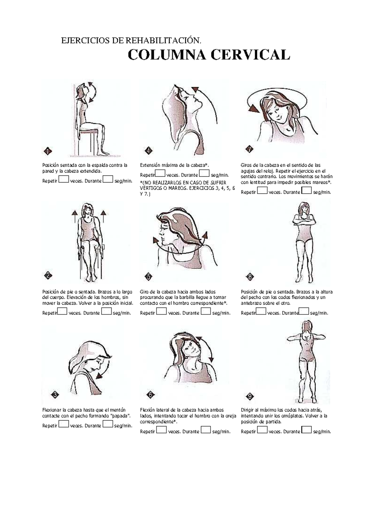 Ejercicios DE Columna Cervical - EJERCICIOS DE REHABILITACIÓN. COLUMNA ...
