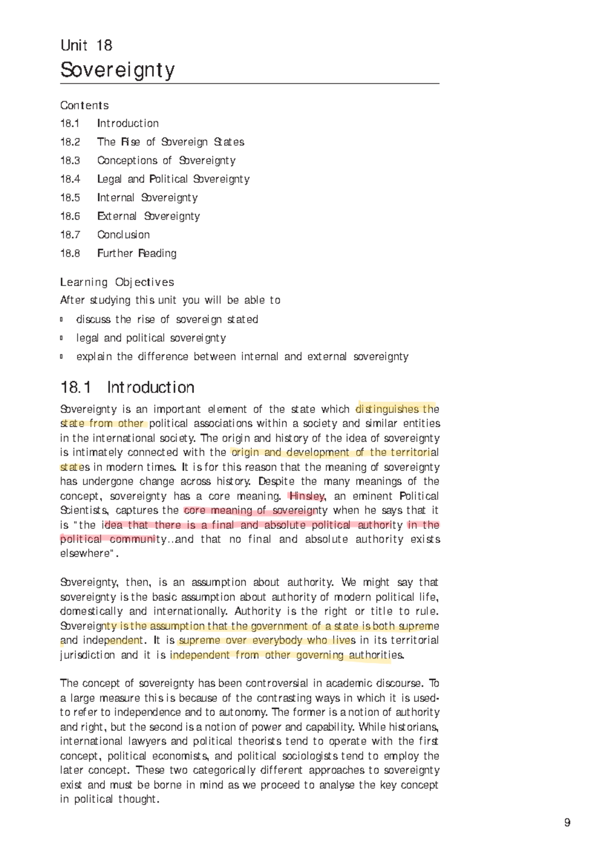 Sovereignty - Unit 18 Sovereignty Contents 18 Introduction 18 The Rise ...