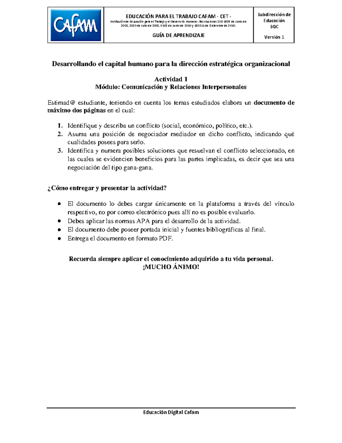 Actividad 1 Módulo - Educación Digital Cafam EDUCACIÓN PARA EL TRABAJO ...