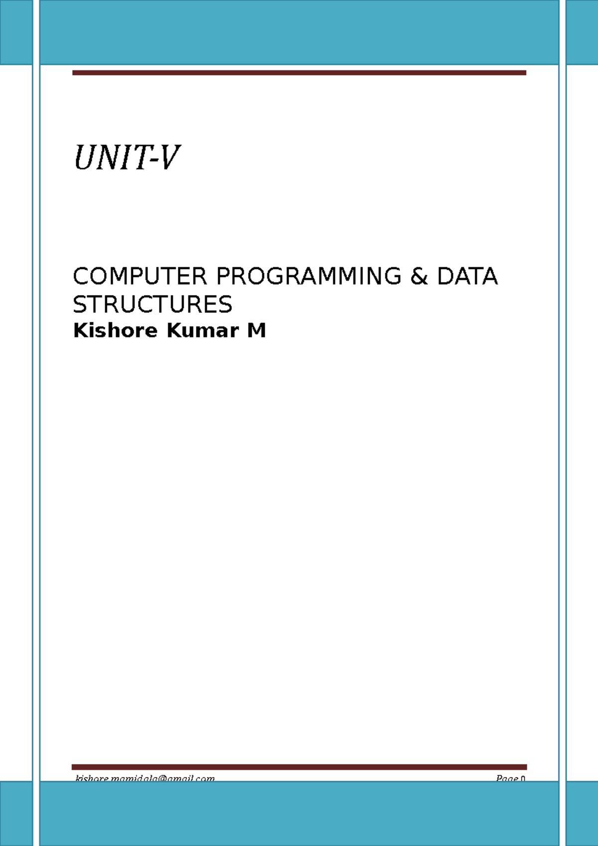 C notes -V unit - C language - UNIT-V COMPUTER PROGRAMMING & DATA ...
