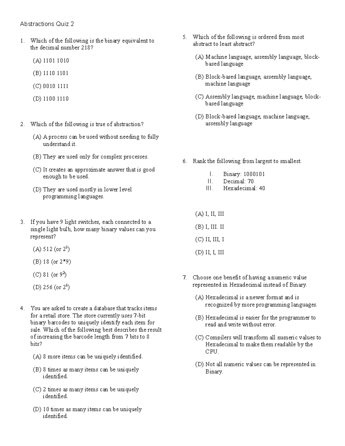 Abstraction Quiz 2 helper guide if wanted - Abstractions Quiz 2 Which ...