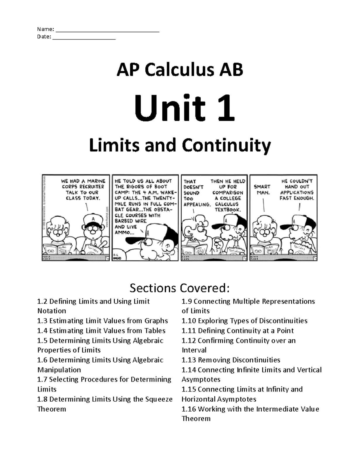Copy of Chapter 1 Limits Notes - Name ...