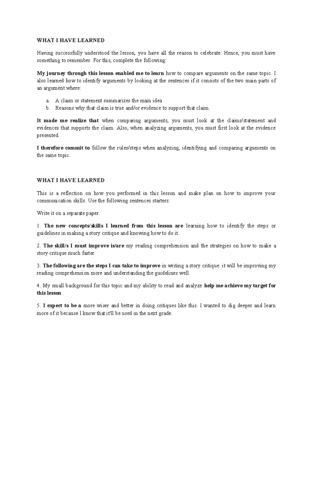 Reflection Journal WHAT I HAVE Learned - WHAT I HAVE LEARNED Having successfully understood the ...