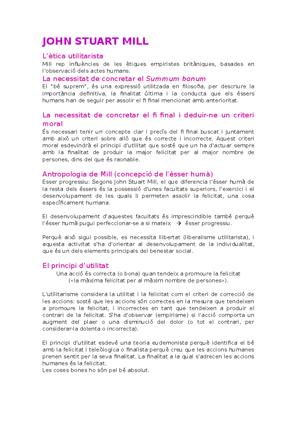 JOHN Stuart MILL - Etica de Mill - JOHN STUART MILL L’ètica ...