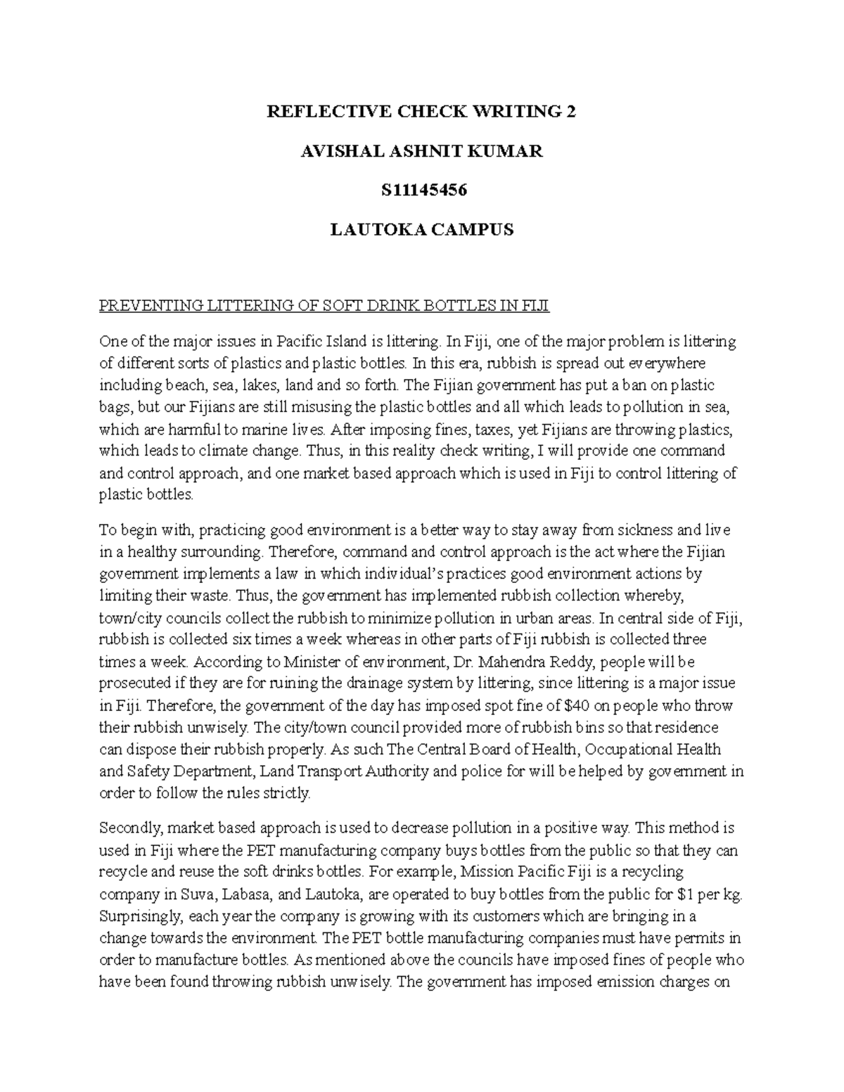 S11145456 EC307 RCW2 - Grade: b - REFLECTIVE CHECK WRITING 2 AVISHAL ...