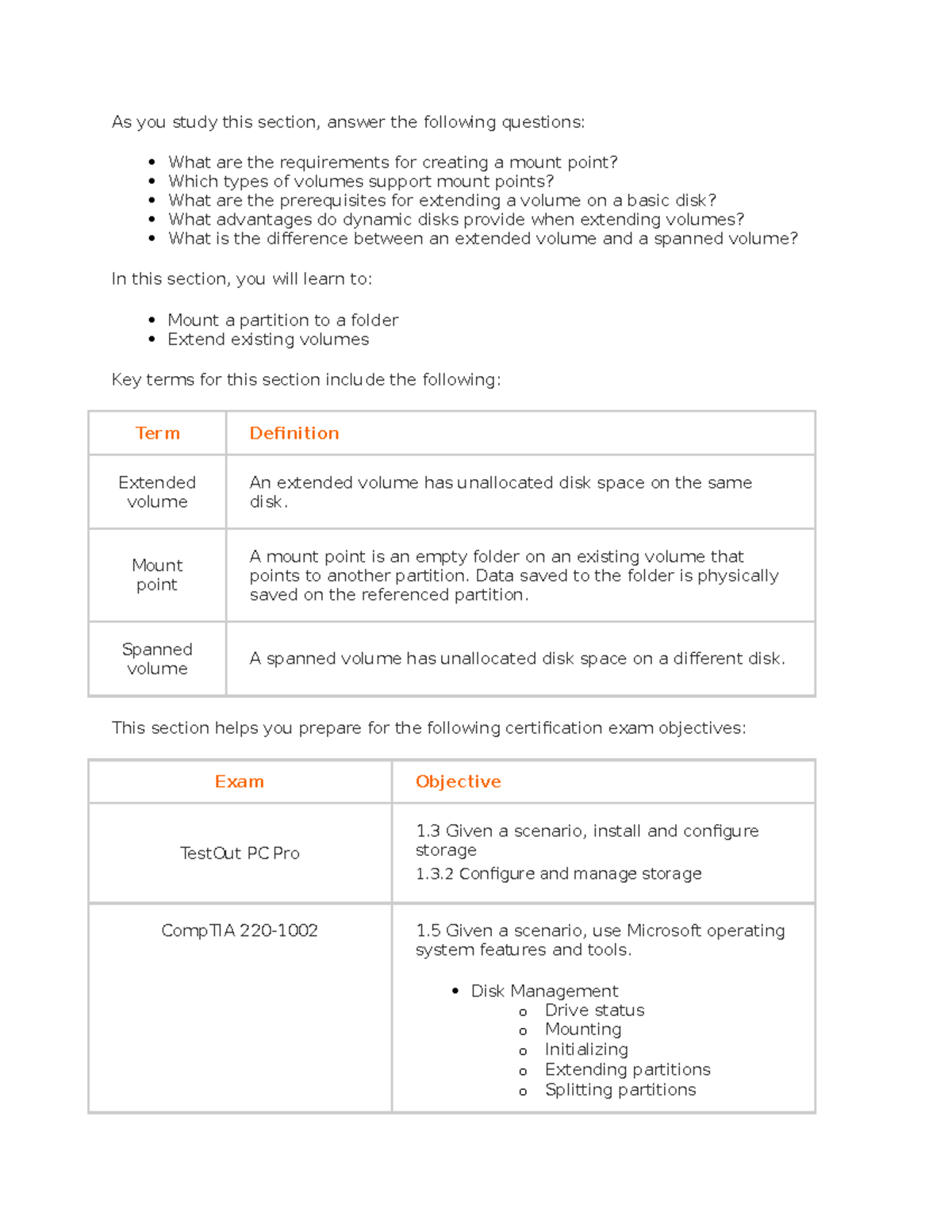 Chapter 5 continued Intro to tech - As you study this section, answer ...