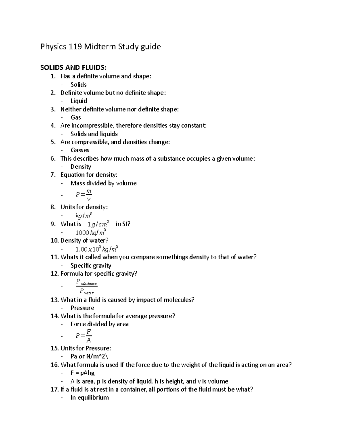 Physics 119 Midterm Study guide - Physics 119 Midterm Study guide ...