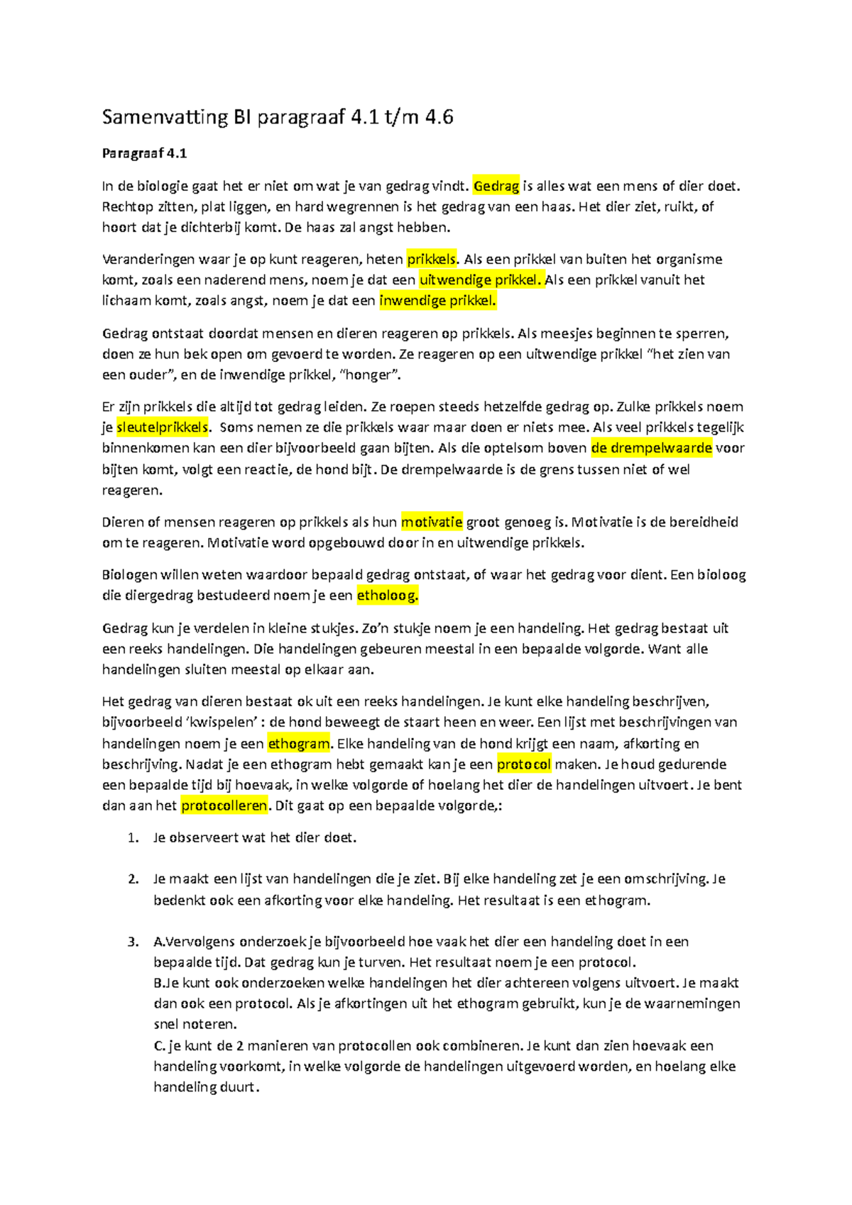 BIO par. 4.1 tm 4 - ..... - Samenvatting BI paragraaf 4 t/m 4 ...