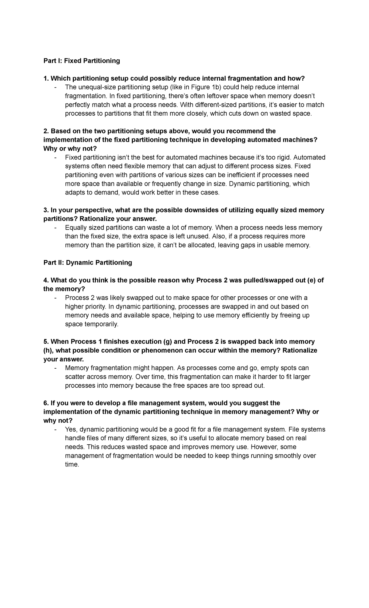 Pre-Finals 05 Activity 1 in Operaing System - Part I: Fixed Partitioning Which partitioning ...