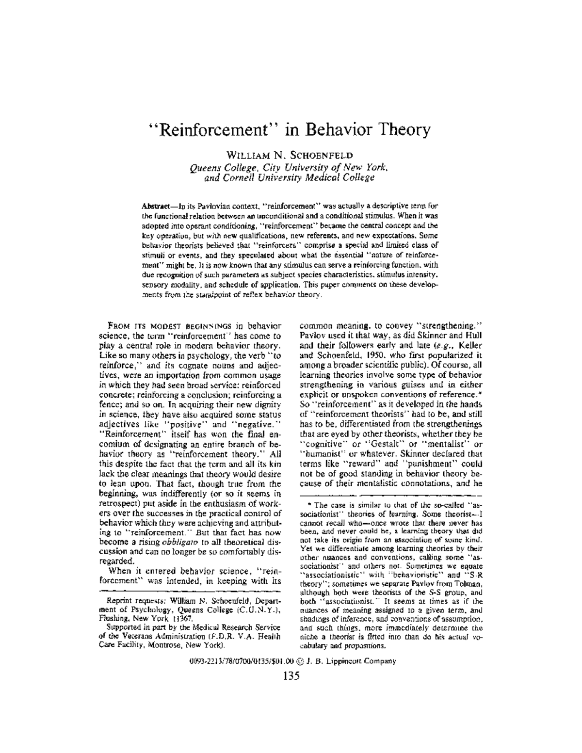Reinforcement in behavior theory - "Reinforcement" in Behavior Theory ...