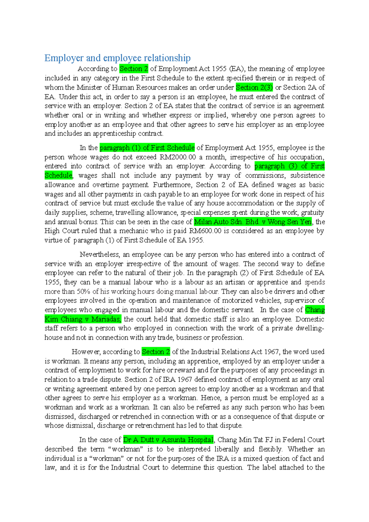 Labour tutorial and pass year question - Labour Law - MMU - Studocu